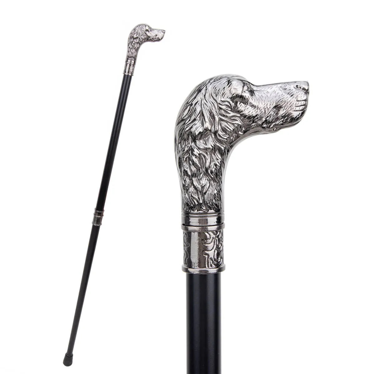 Silver Loyal Dog Head Pimp Walking Cane